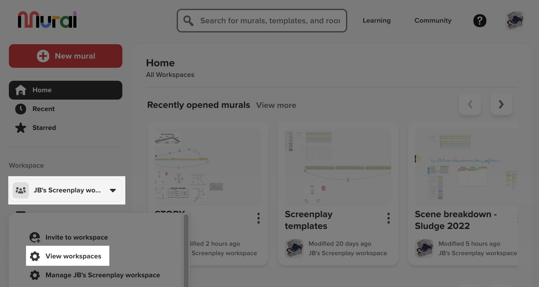 Transfer ownership of a workspace member's content
