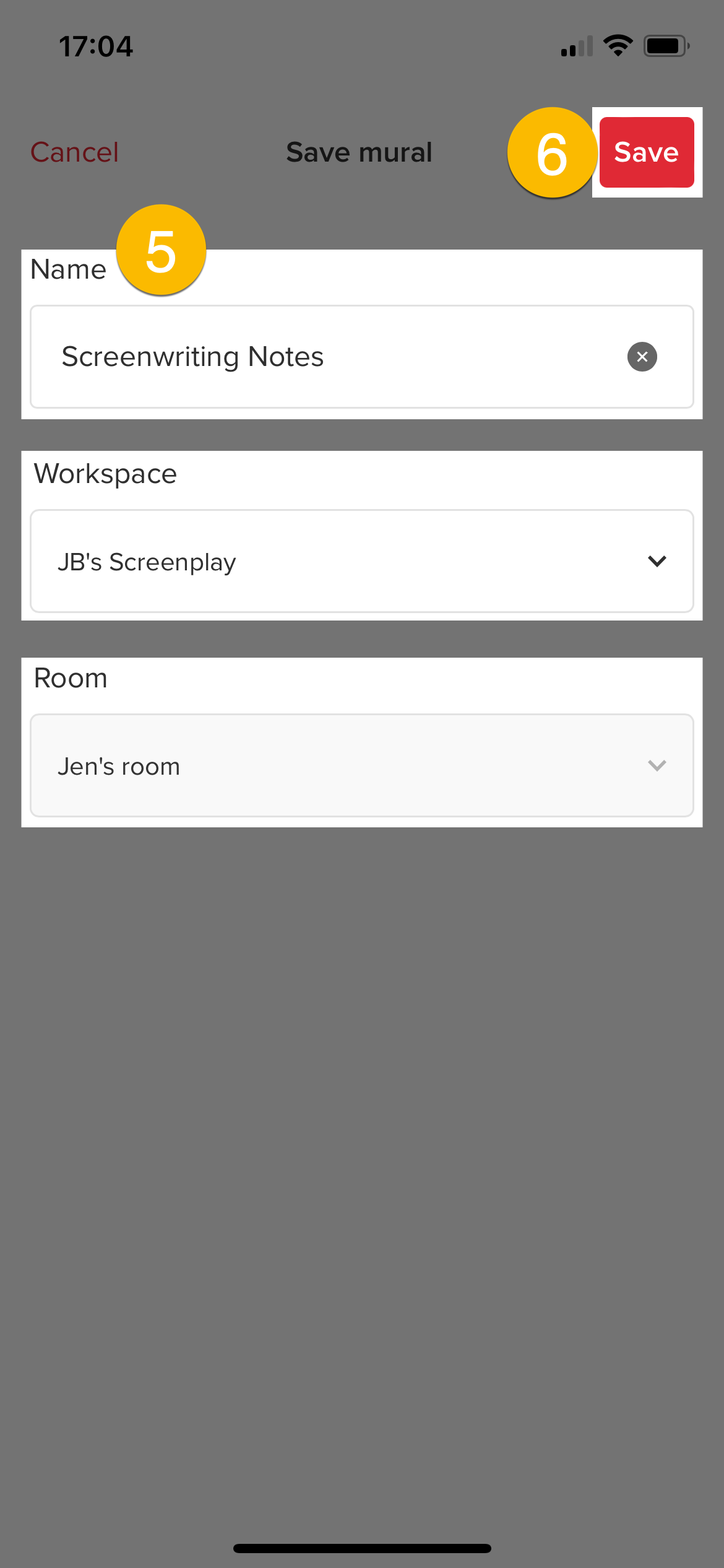 Start and claim a mural on a large touchscreen display
