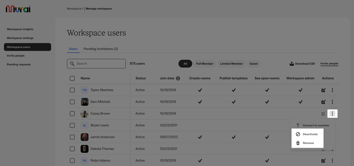 Invite or remove guests from your workspace