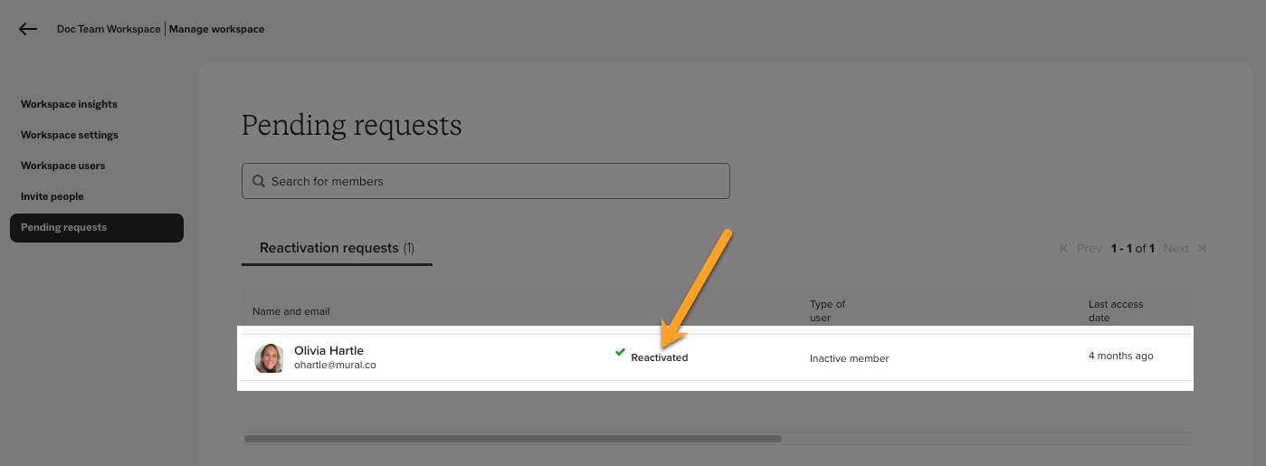 Deactivate and reactivate users from a workspace
